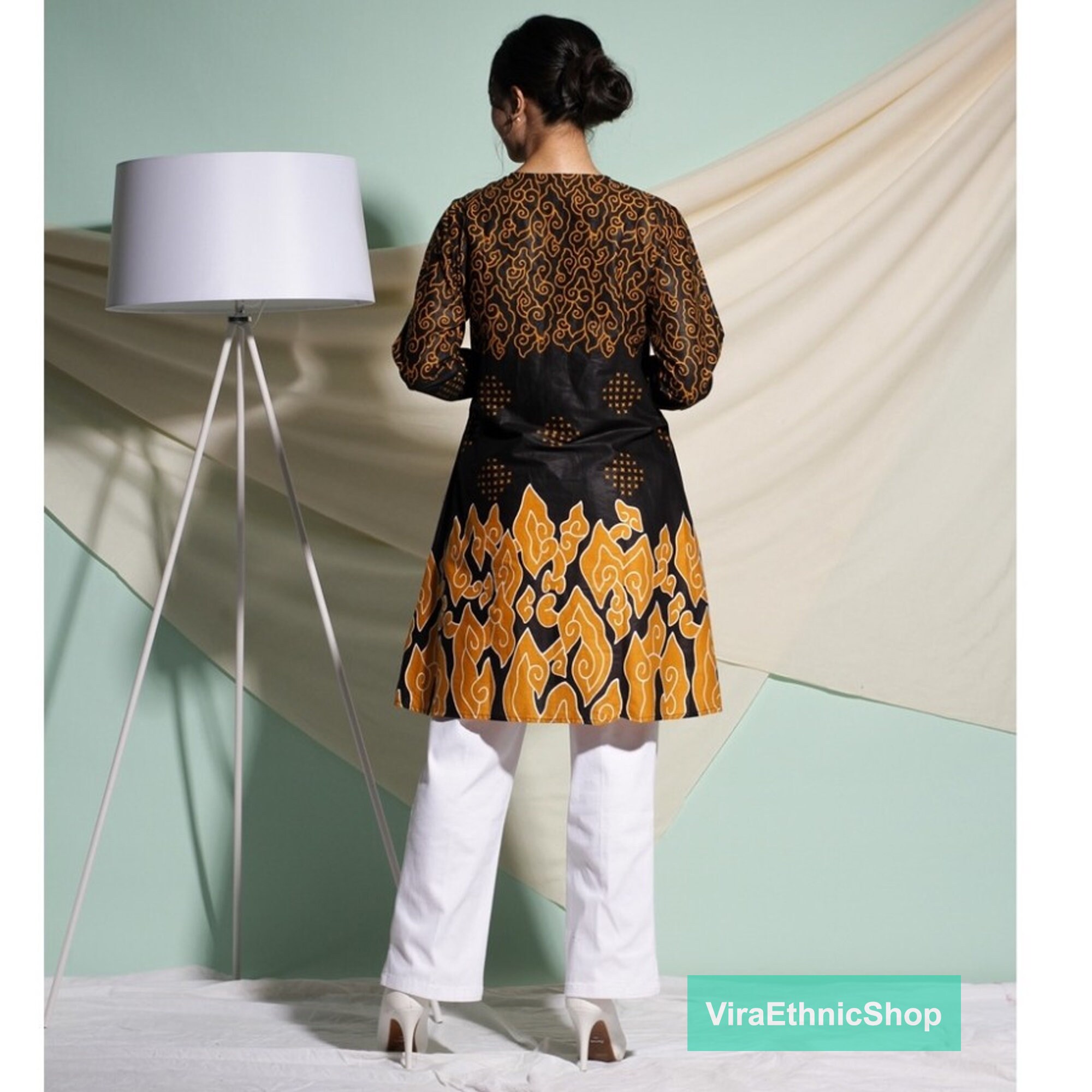 Floral Batik Sophistication: Mega Mendung Women's Batik Tunic, Batik ...