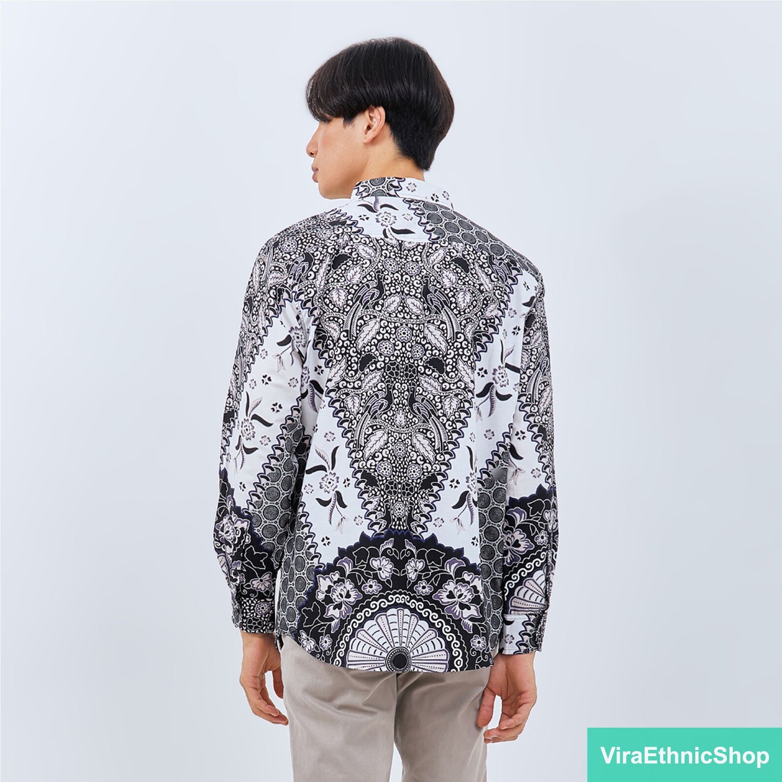 Men's Batik Shirt: Long Sleeve Design With a Classic Black Touch ...