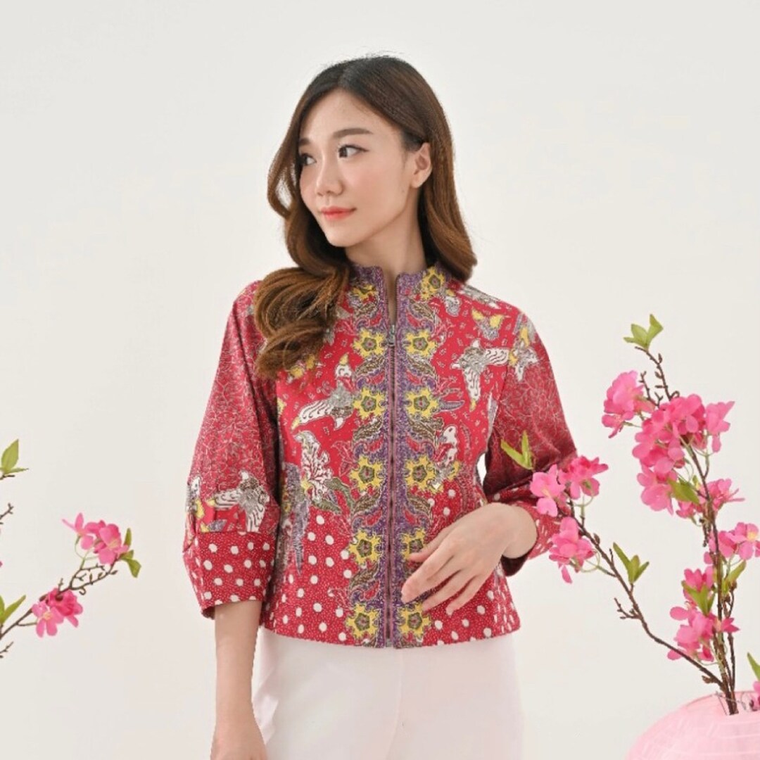 Modern Red Batik Vest, Contemporary Outerwear for Women, Women Dress ...