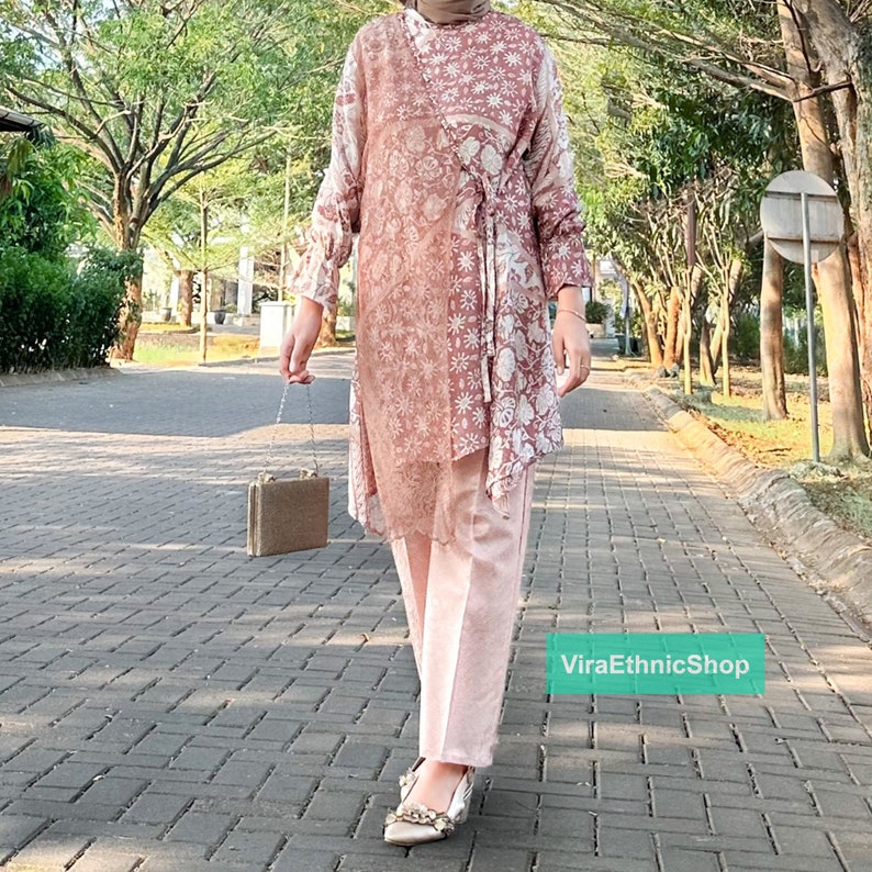 Look Elegant With the NADINE Tunic Blouse and Batik Pants Set, Womens ...