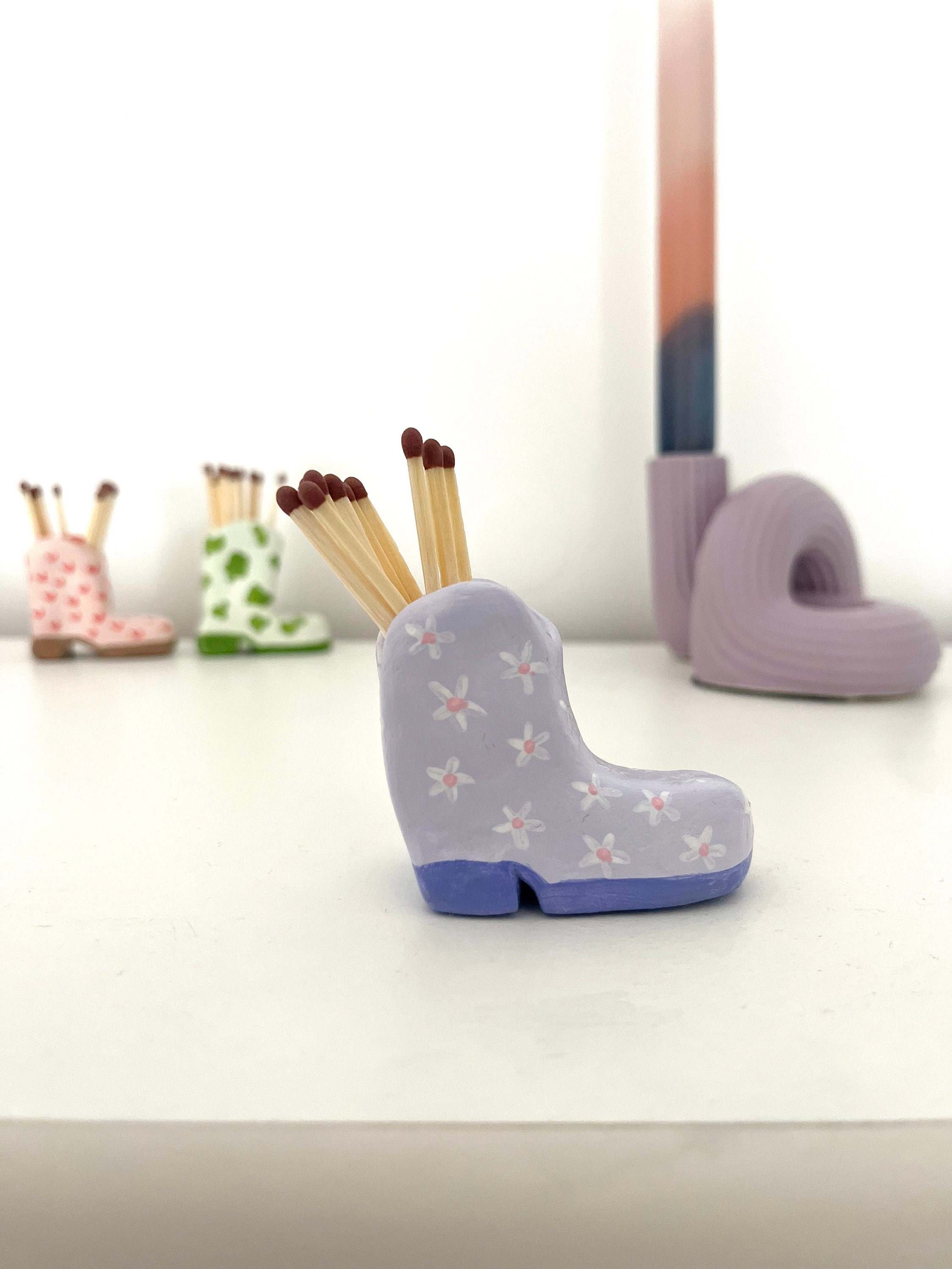 Cowboy Boot Match Holder - Purple Flowers - Etsy