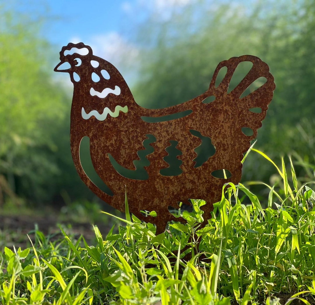 Chicken - Garden Statue - Corten Steel - Etsy
