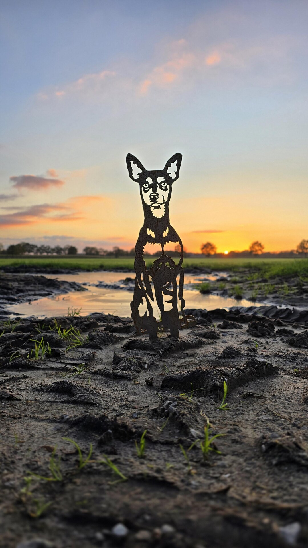 Pinscher Garden Statue Corten Steel Dog Statue - Etsy