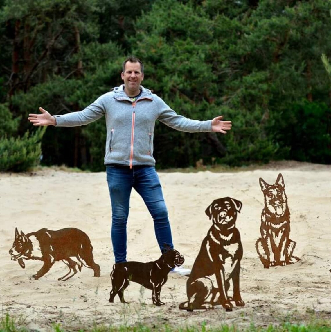 German Shepherd Garden Statue Corten Steel Full Size - Etsy