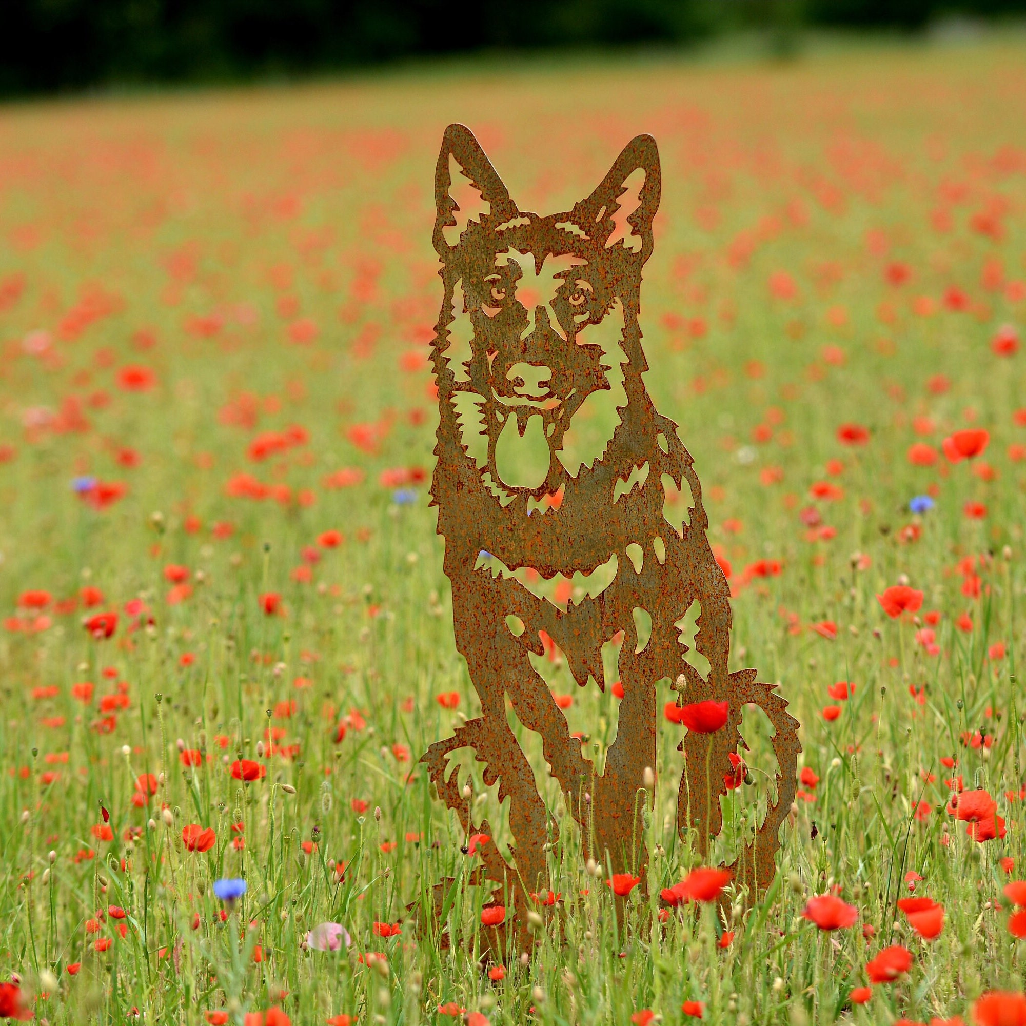 German Shepherd Garden Statue Corten Steel Full Size - Etsy