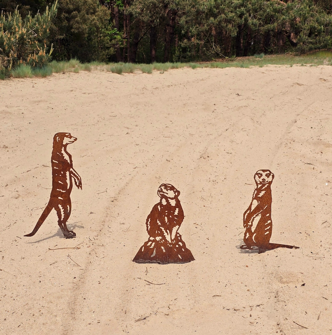 Meerkats Garden Statue Corten Steel Full Size - Etsy