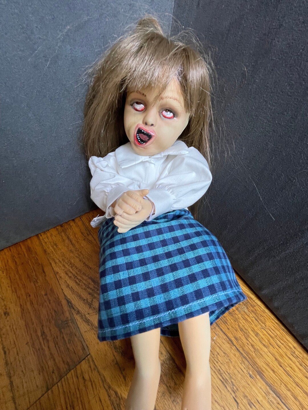 Creepy Doll, Scary Ring Movie Closet Face Katie, Handmade Repurposed ...