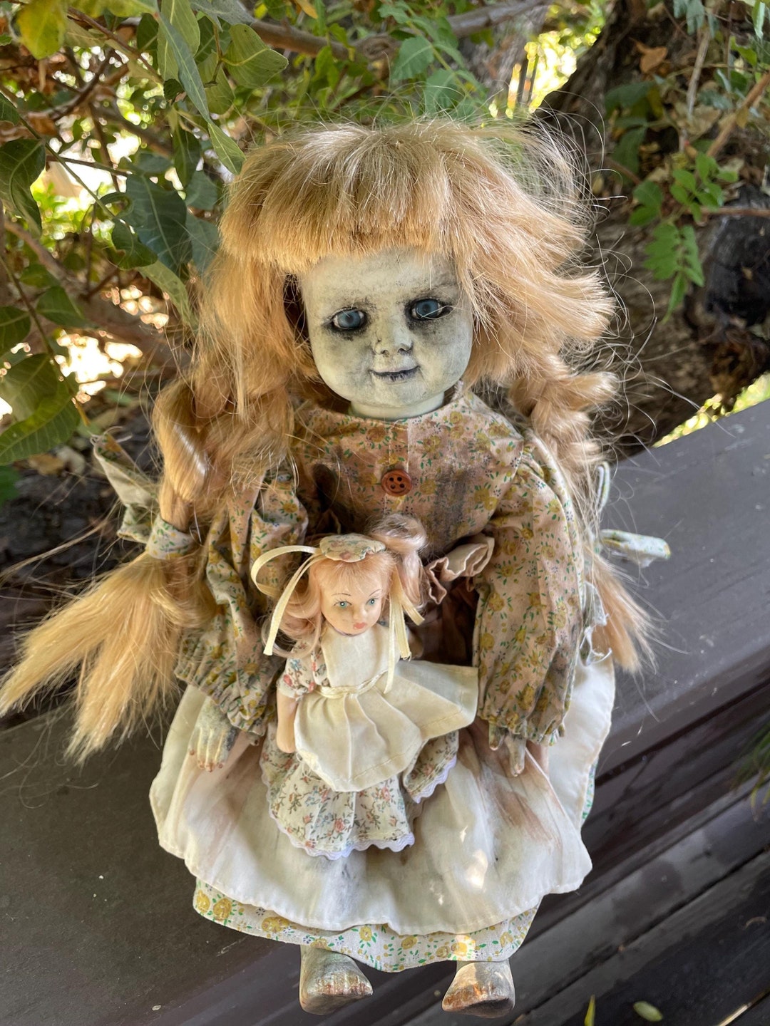 Creepy Altered Dead Doll, Haunted Porcelain Blonde Girl With Braids, Handpainted OOAK Horror ...