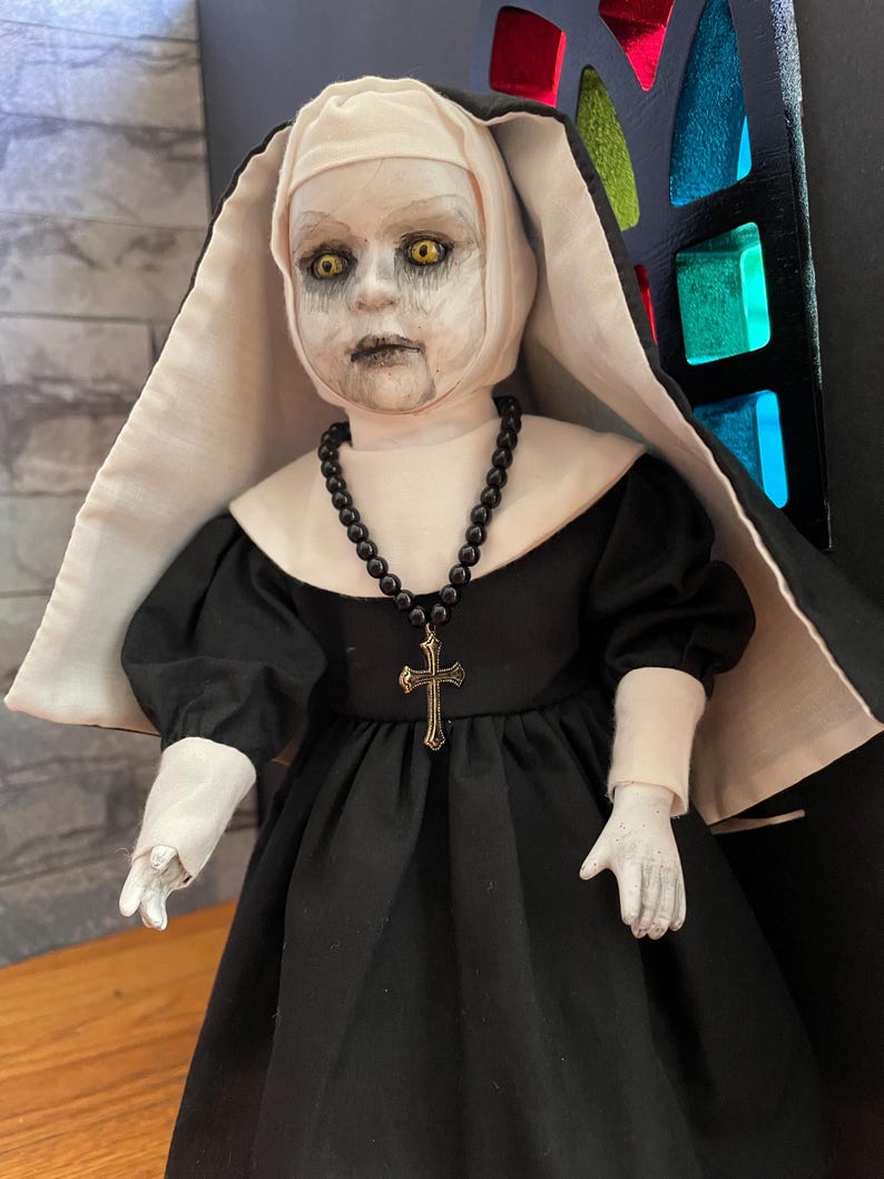 Valek Nun Doll, Repainted Altered Creepy Doll, 12” Tall Porcelain W ...