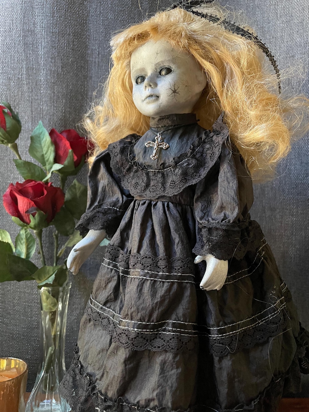 Spooky Altered Porcelain Ghost Doll, OOAK Custom Repainted Creepy Goth ...