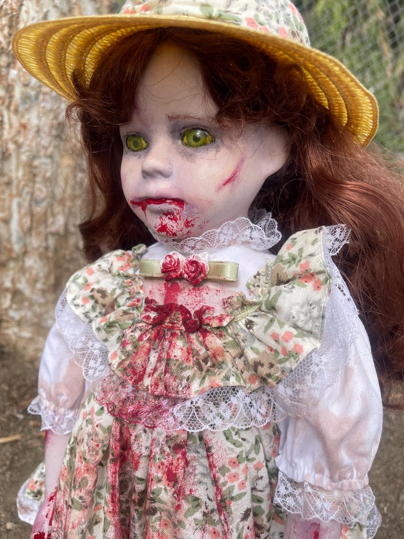 Creepy Cute Country Zombie Girl, Handpainted Repurposed Vintage ...