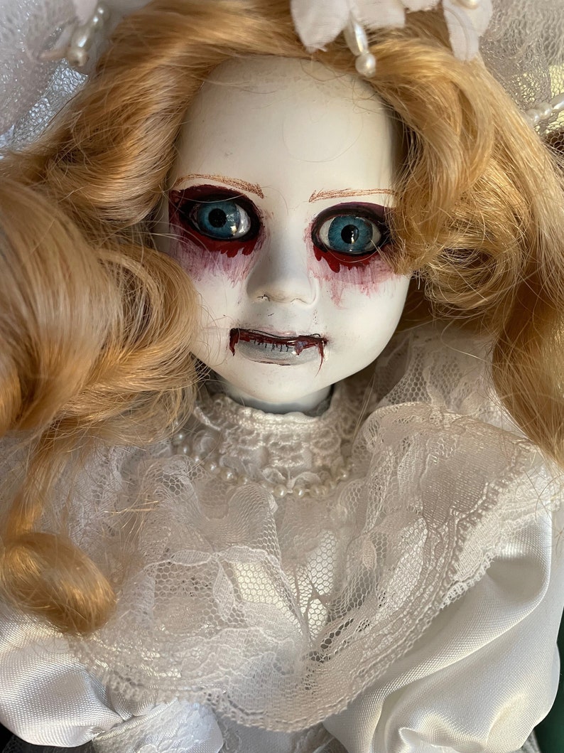 Creepy Doll, Haunted Ghost Bride, Hand Painted Horror Prop, Altered ...