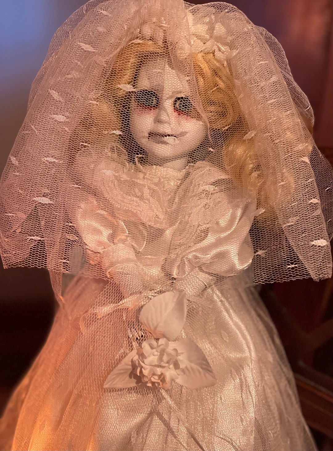 Creepy Doll, Haunted Ghost Bride, Hand Painted Horror Prop, Altered ...