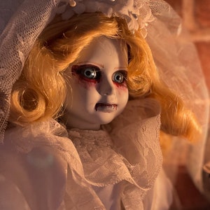 Creepy Doll, Haunted Ghost Bride, Hand Painted Horror Prop, Altered ...