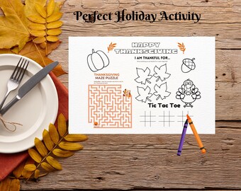 Thanksgiving Activity Placemat, Coloring Page, Game Page, Word Search ...