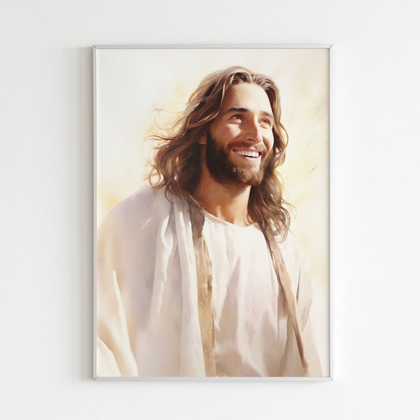 Smiling Jesus Portrait - Etsy