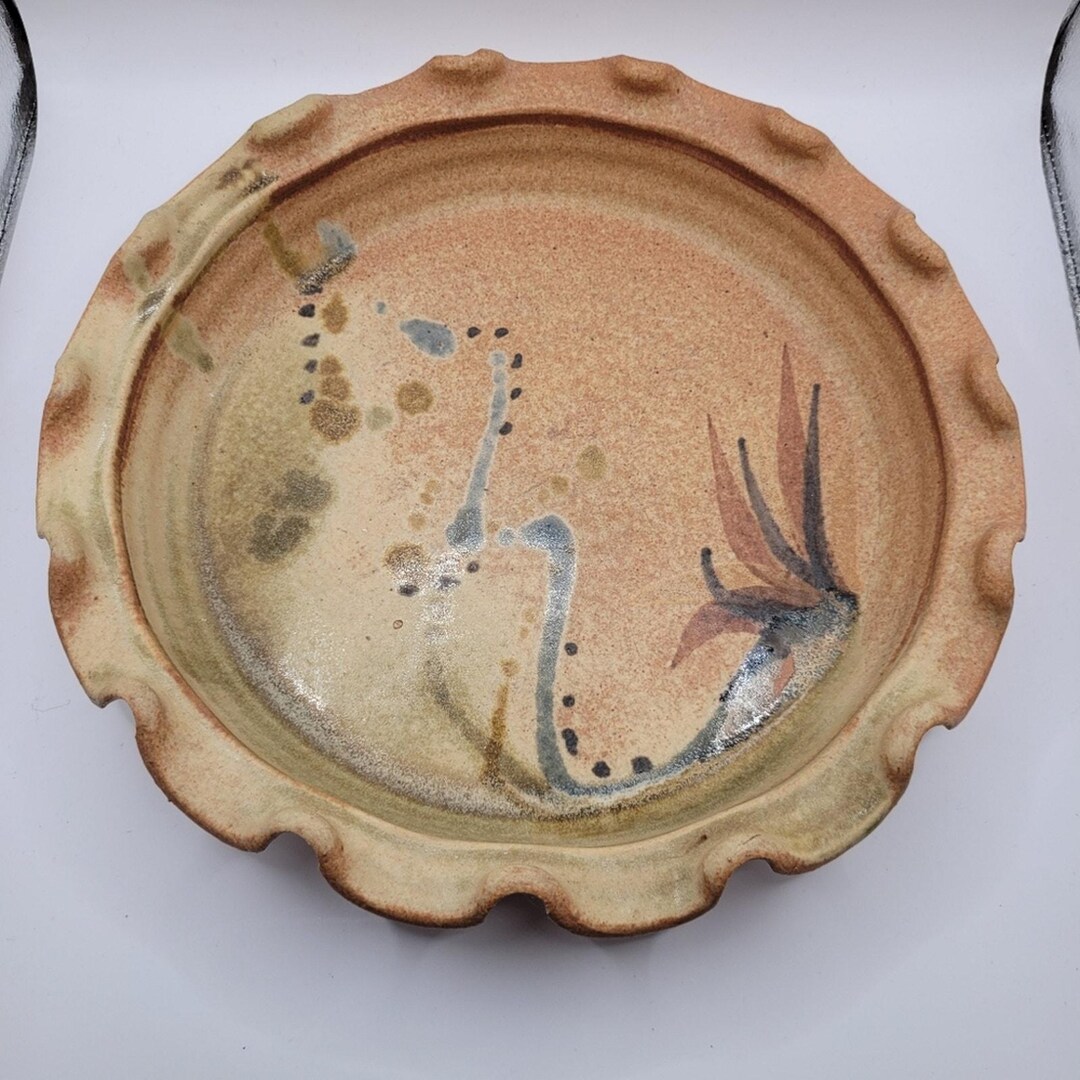 Stoneware Pie Plate Ruffled Edge Deep Dish Glazed Art Pottery 11" - Etsy