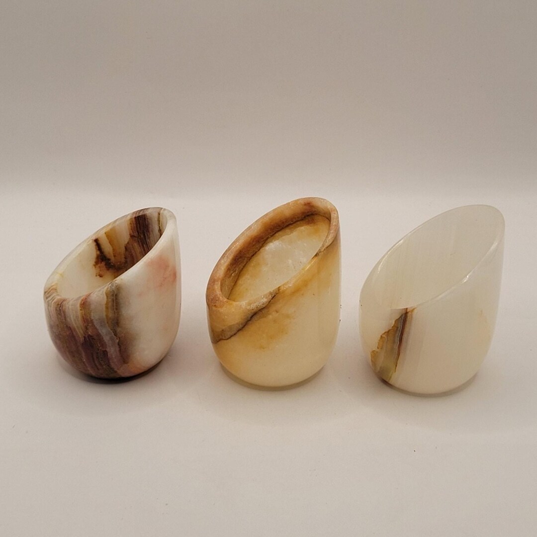 Vintage Alabaster Stone Votive Candle Holders Set of 3 - Etsy
