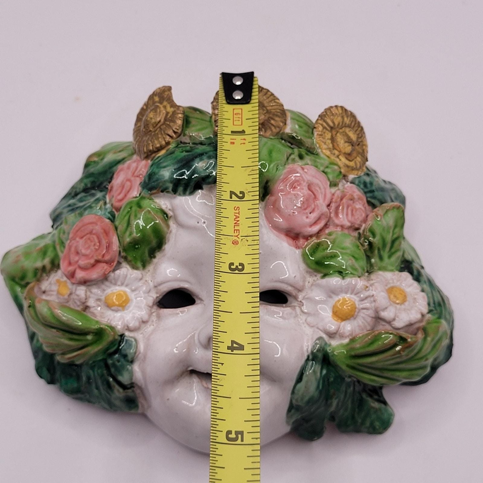 Vintage Italian Majolica Clay Mask Floral Child 5.5 - Etsy