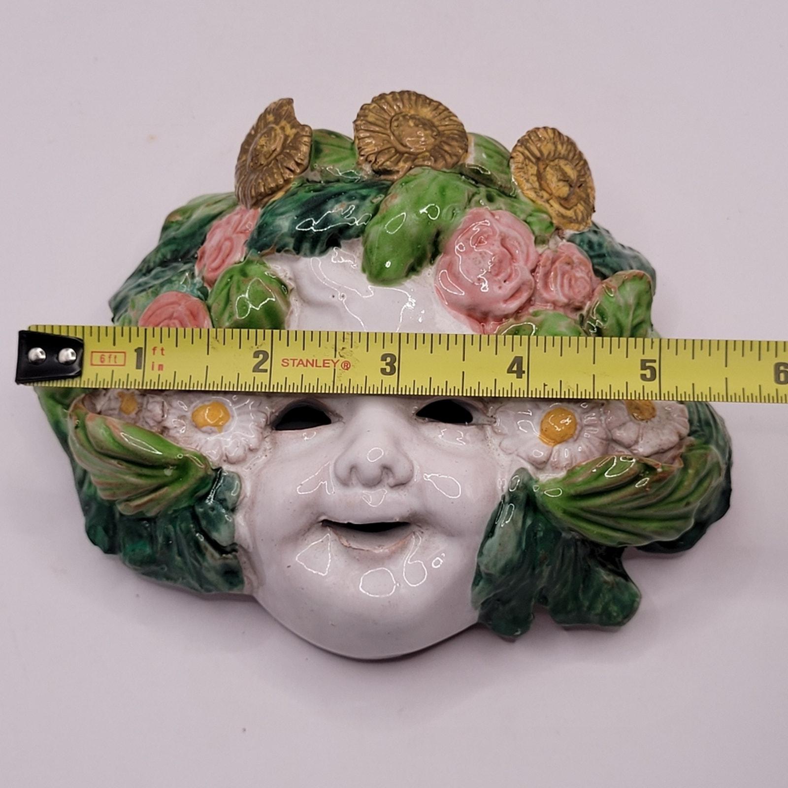 Vintage Italian Majolica Clay Mask Floral Child 5.5 - Etsy