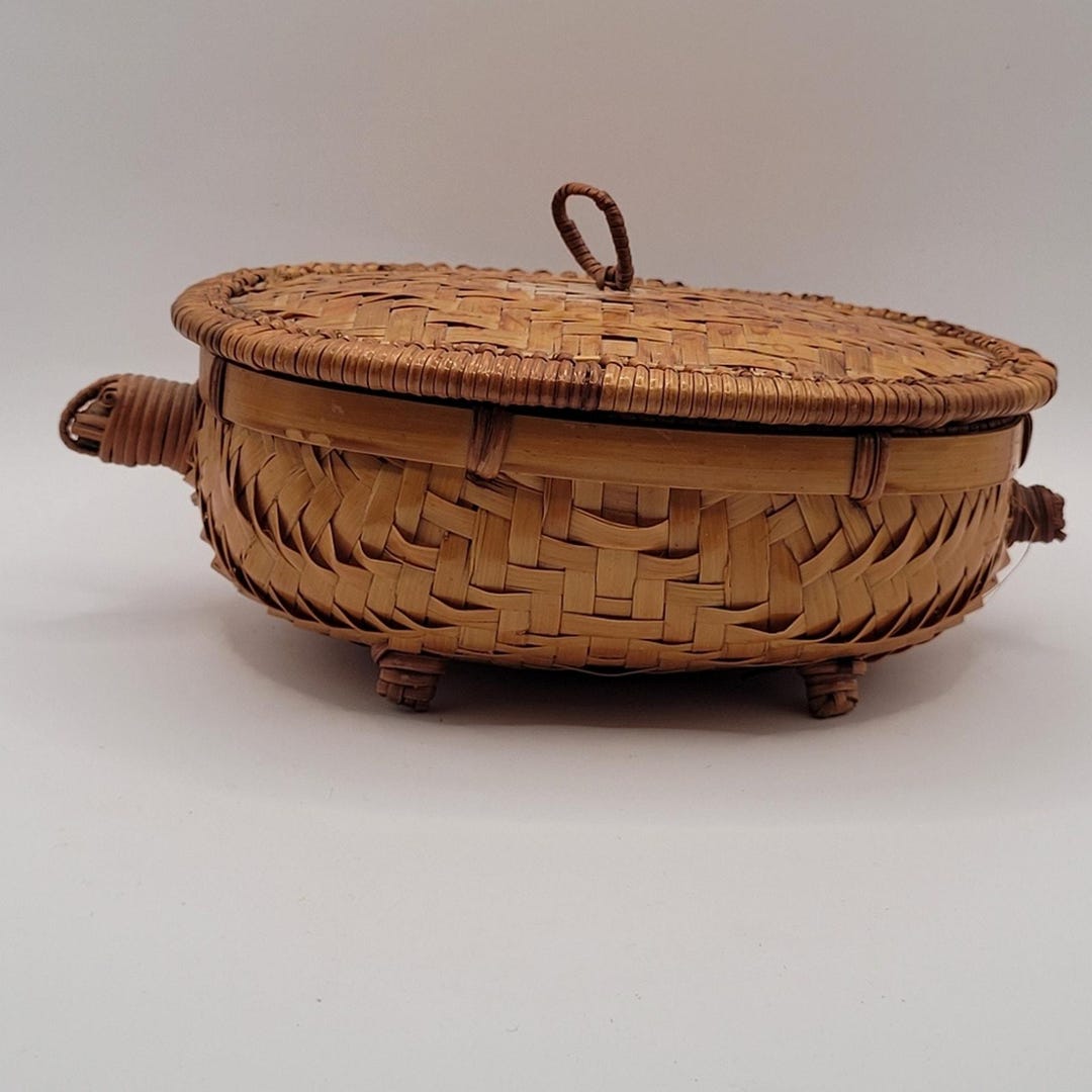 Vintage Wicker Rattan Turtle Tortoise Basket Trinket Box 6.5 - Etsy