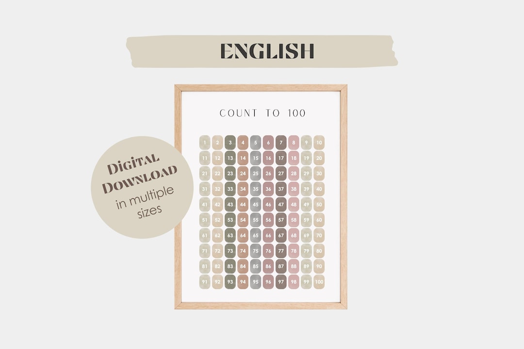 Count to 100 | Educational Poster - Etsy