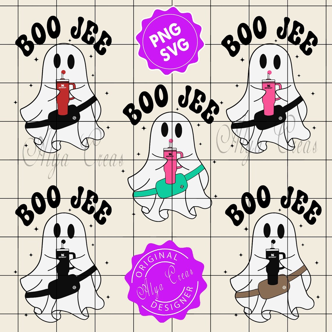 Ghost Boojee Png Svg Bundle Boo Jee Halloween Design Boujee Svg Boojee ...