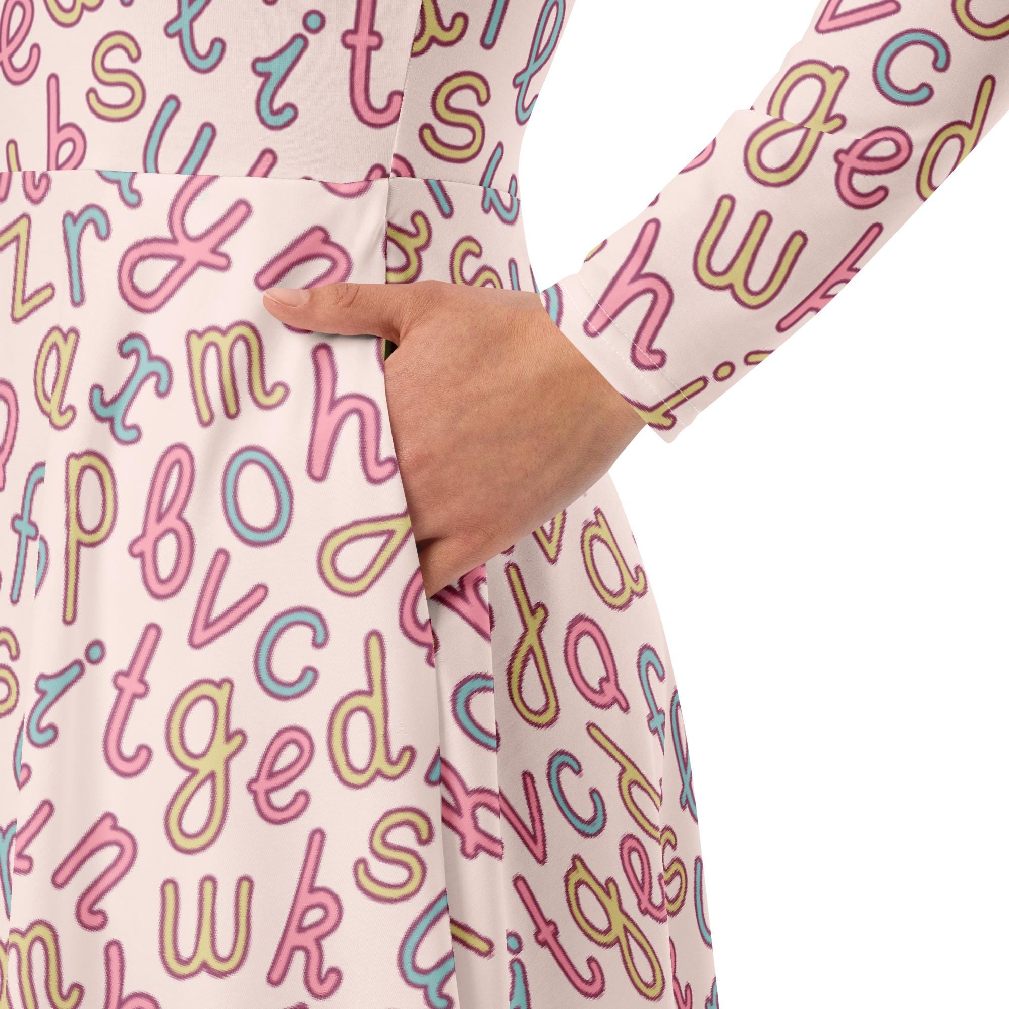 Lower Case Letters | Abc's Alphabet Pink | All-over Print Long Sleeve ...