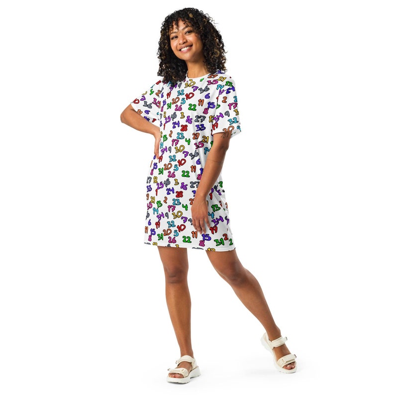 Numbers 1 - 36 | Multi-color Numbers Pattern on White | T-shirt Dress ...