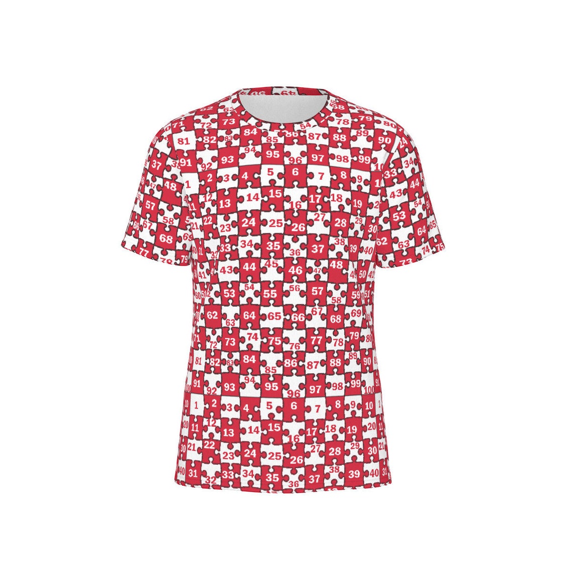 Numbered Puzzle Piece Pattern | 1 to 100 Checkered All-over Print | Men ...