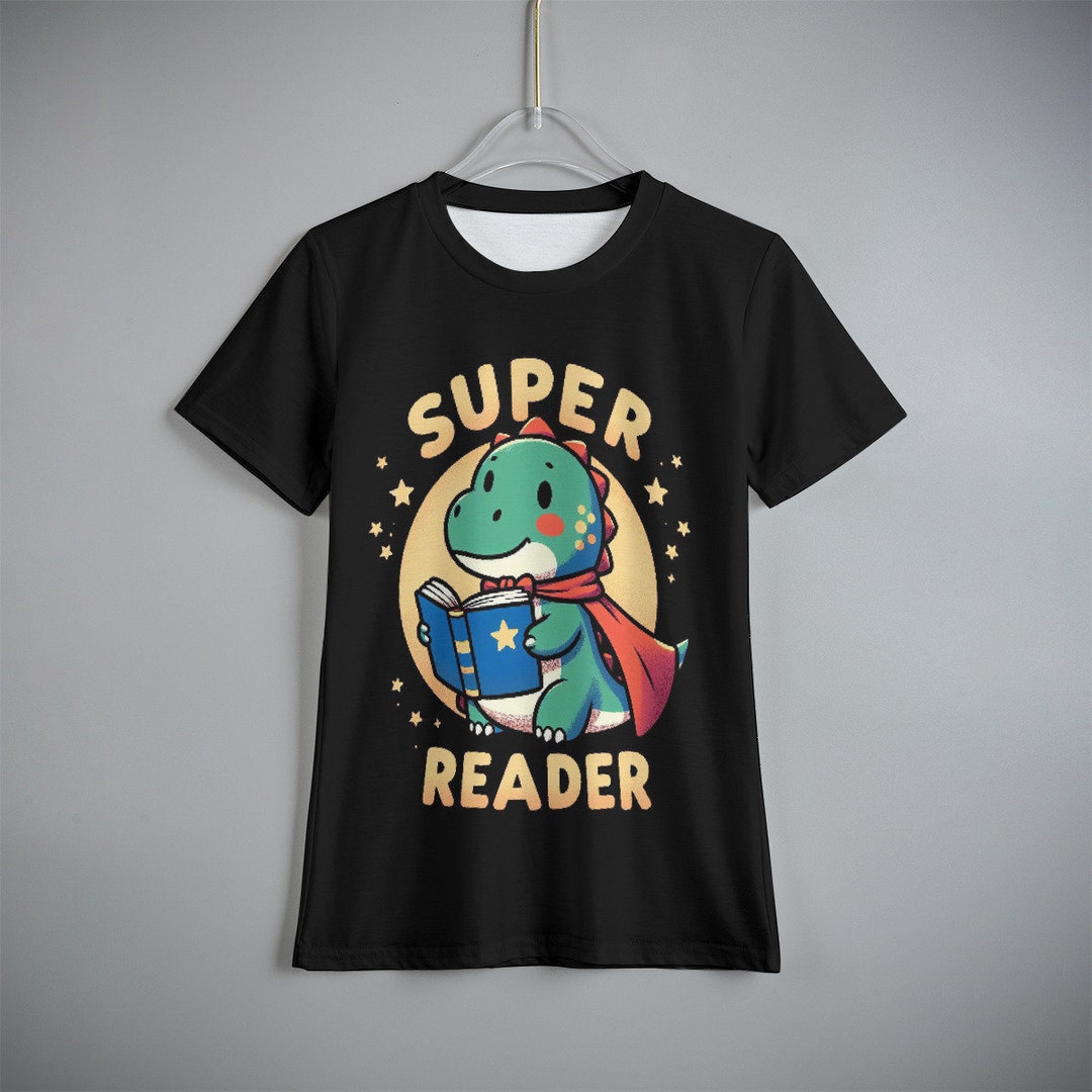 Dino Super Reader black Custom Name on the Back Hyperlexic All-over ...