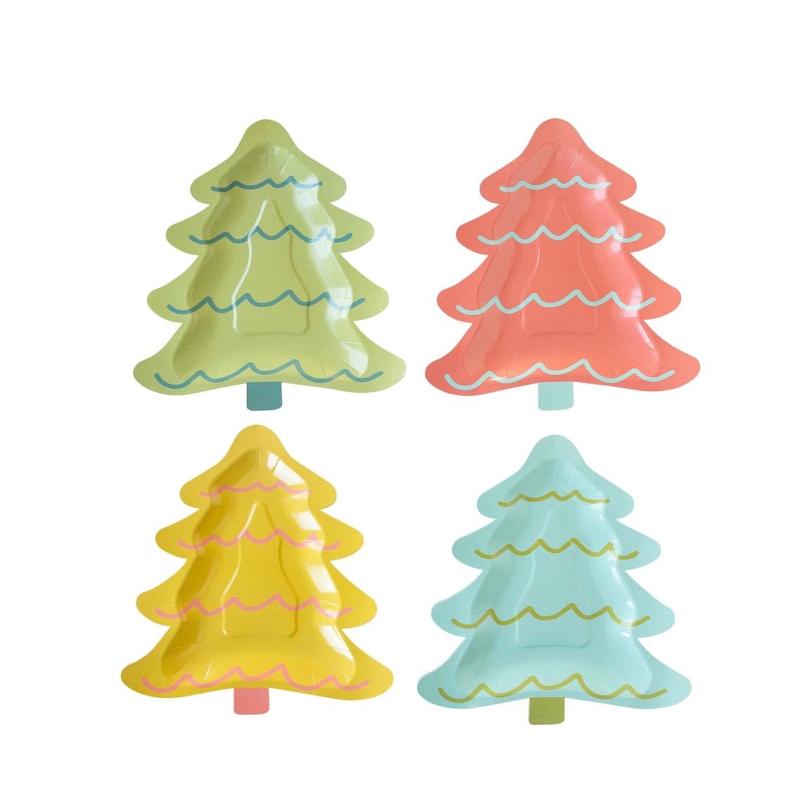 Bright Holiday Tree Shaped Paper Plate Set - Etsy