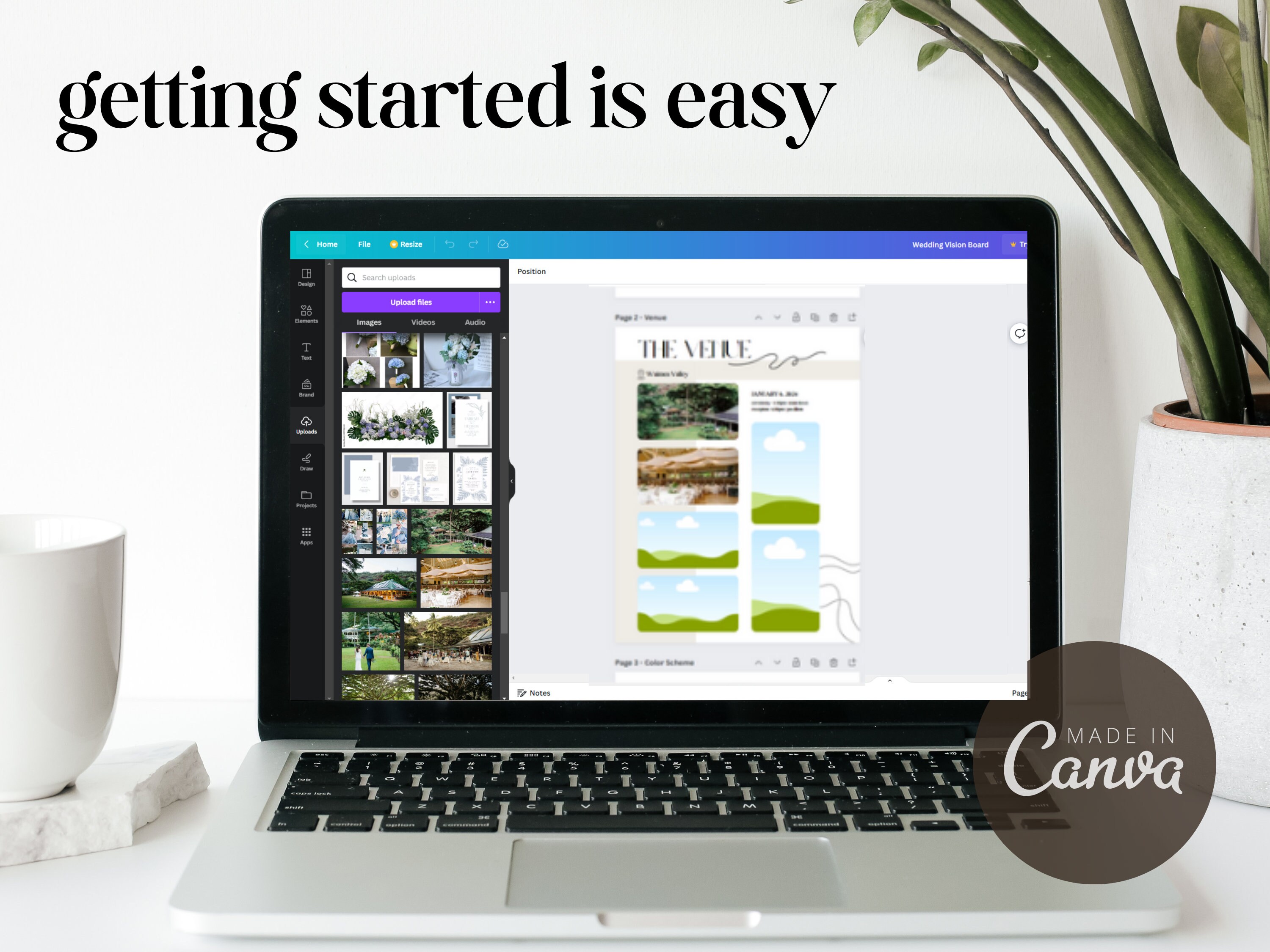 Wedding Mood Board Template / Simple Modern Vision Board - Etsy