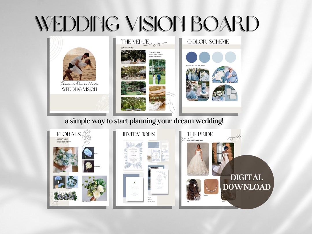 Wedding Mood Board Template / Simple Modern Vision Board - Etsy