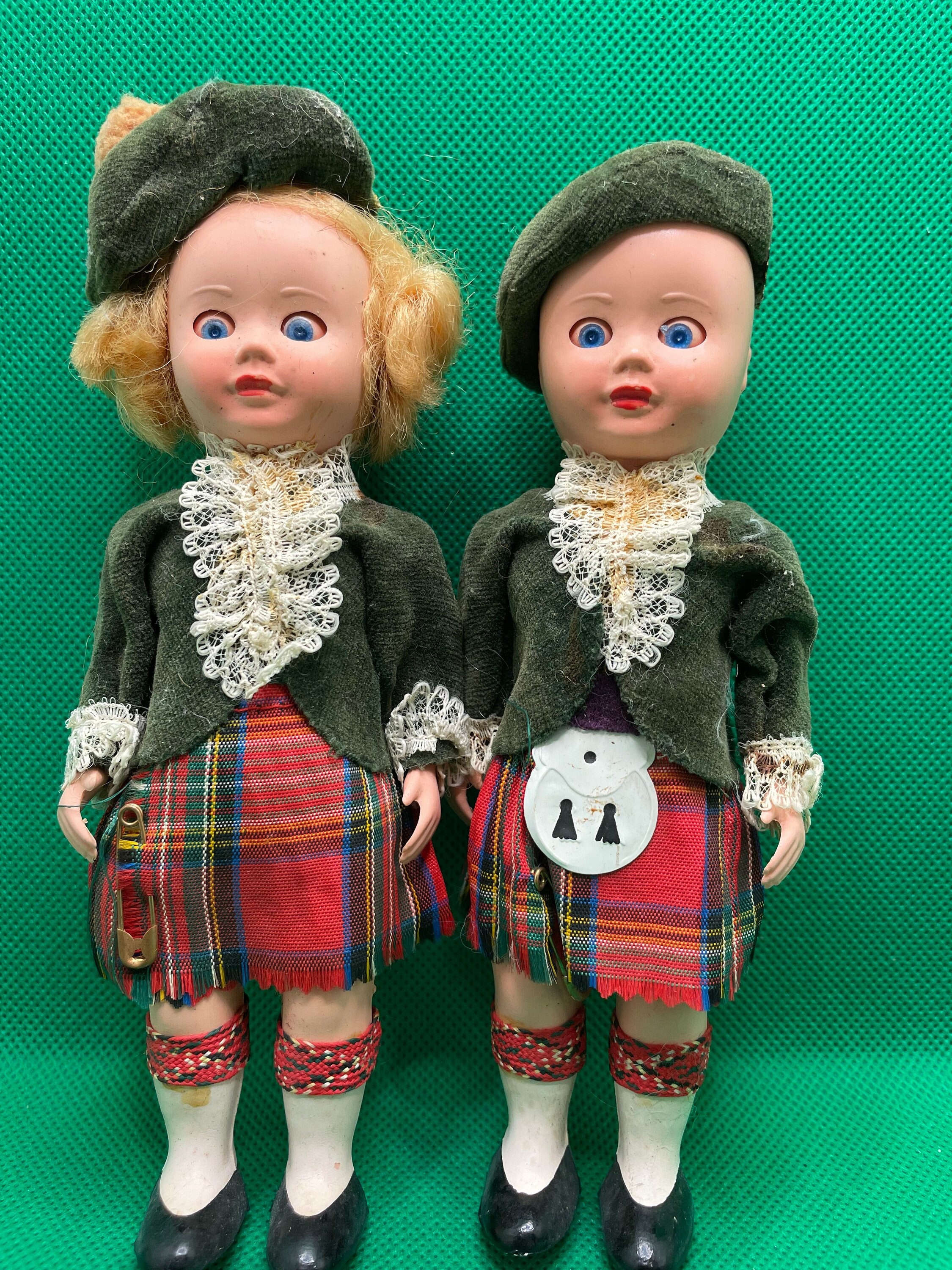 Vintage Scottish Kilt Dolls, Boy and Girl, 6 Inches Small Highland Doll ...