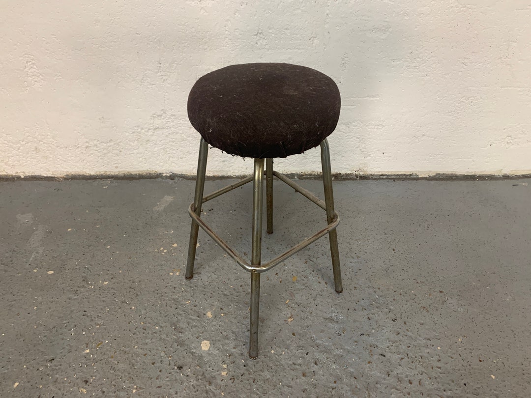 Vintage Round Topped Bar Breakfast Stool With Metal Legs - Etsy