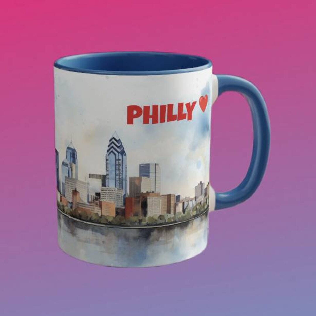 Philadelphia Skyline Watercolor Coffee Mug Philly Mug PHILADELPHIA PA ...