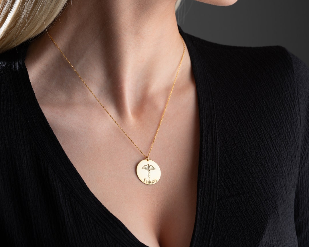 Medical ID Disk Pendant, Silver Custom Tiny Medical Necklace, Medic ...