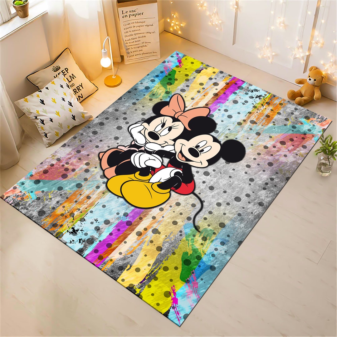 Mickey Mouse Rug, Minnie Mouse Rug, Kids Rug, Minimalist Rug, Custom ...