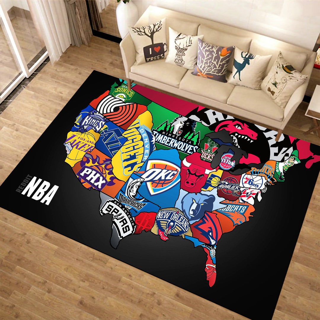 Nba Map Rug,basketball Rug ,teams Rug, NBA Rug ,custom Rug, Minimalist ...