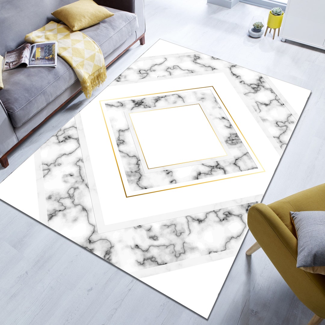 White Marble Rug,marble Pattern Rug,white Rug,living Room Rug,modern ...