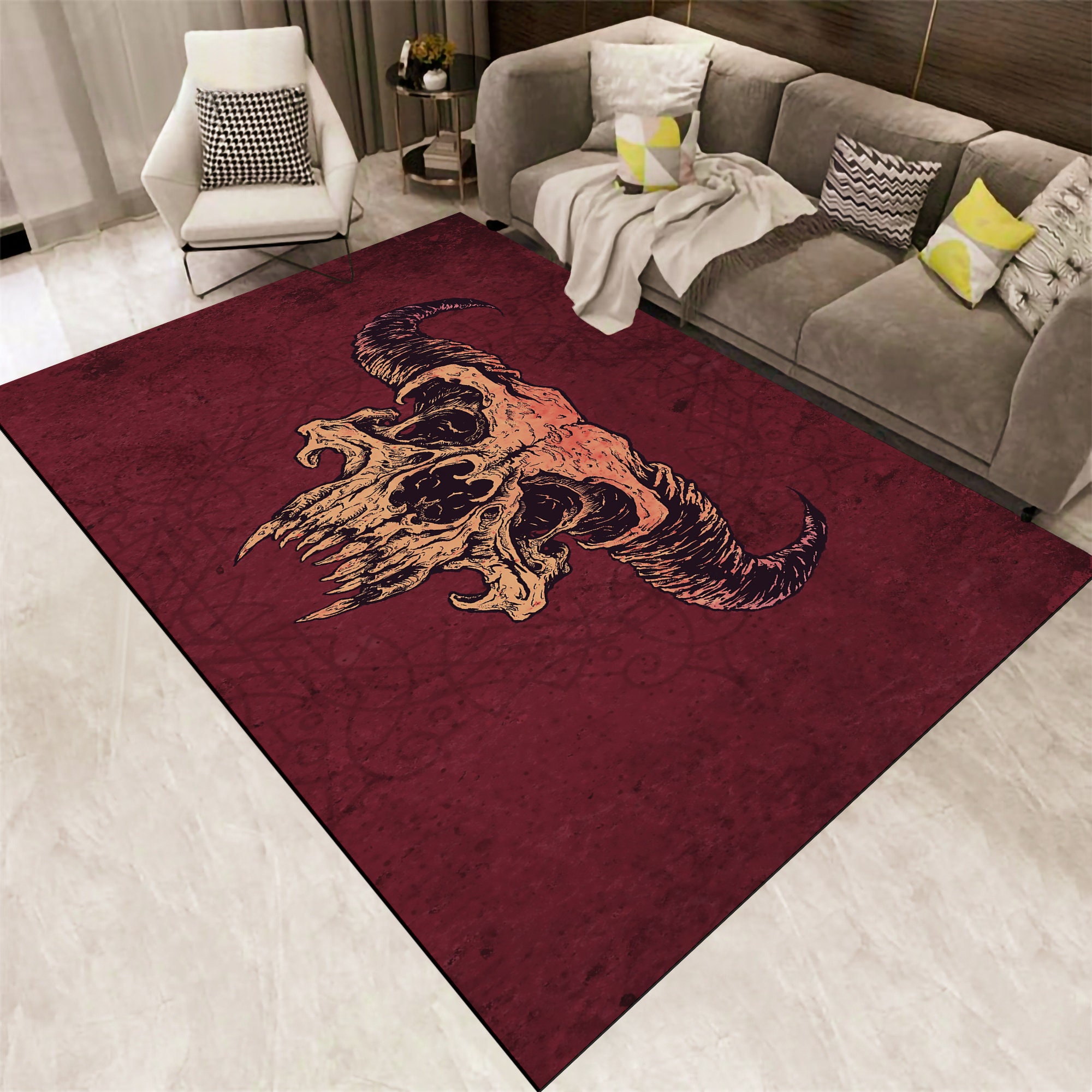 Satanic Rug, Demon Rug, Gothic Rug, Skull Rug, Horror Decor,art Rug ...