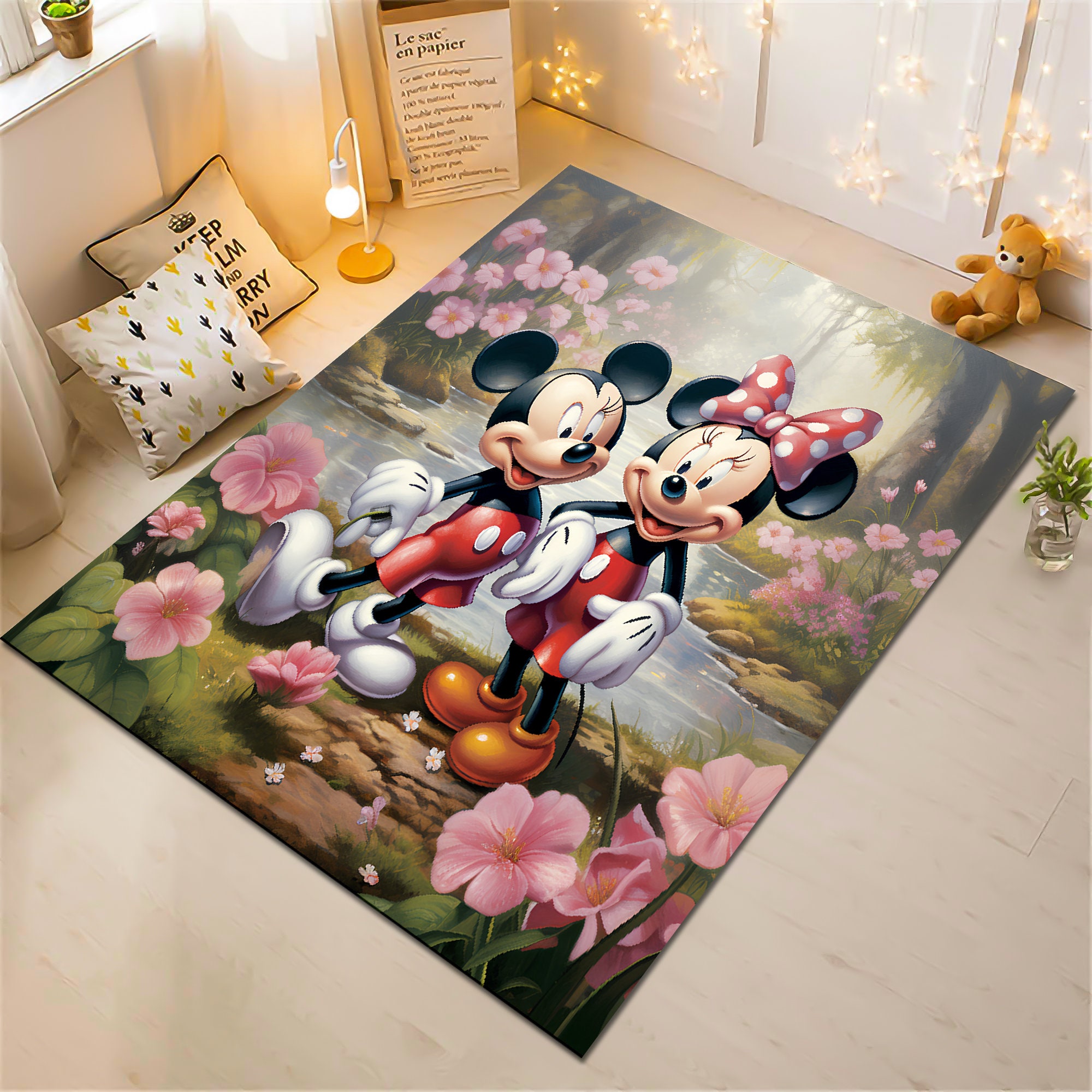 Mickey Mouse Rug, Minnie Mouse Rug, Kids Rug, Minimalist Rug, Custom ...