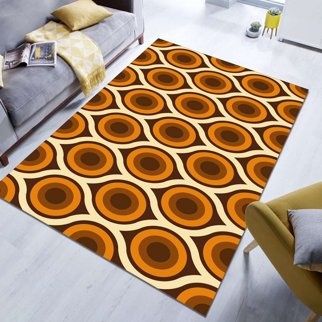Groovy 70s Rug, Retro Pattern Rug,retro Geometric Rug,area Rug,living ...