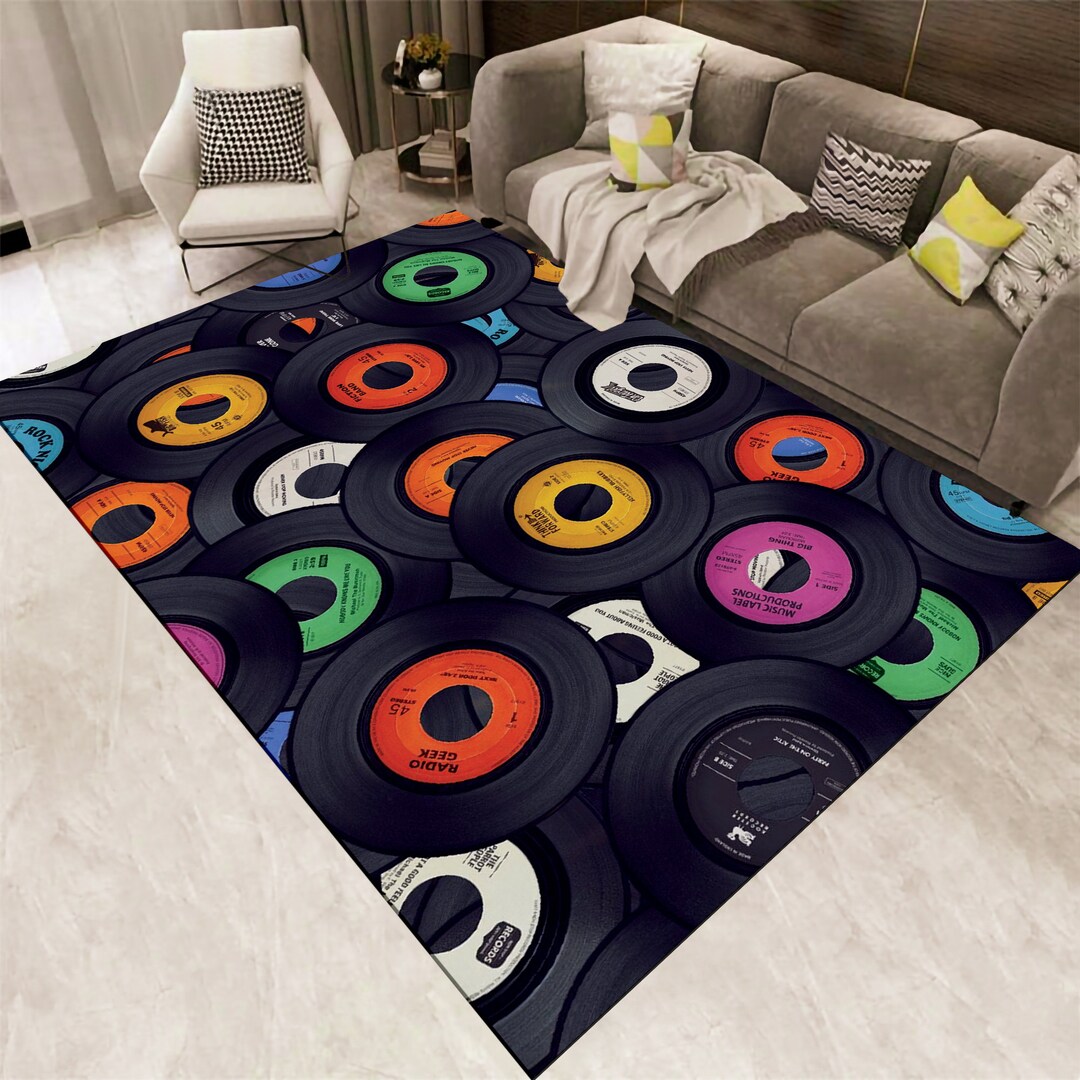 Music Record Rug, Musıc Rug, Disc Rug, Modern Rug,minimalist Rug ...