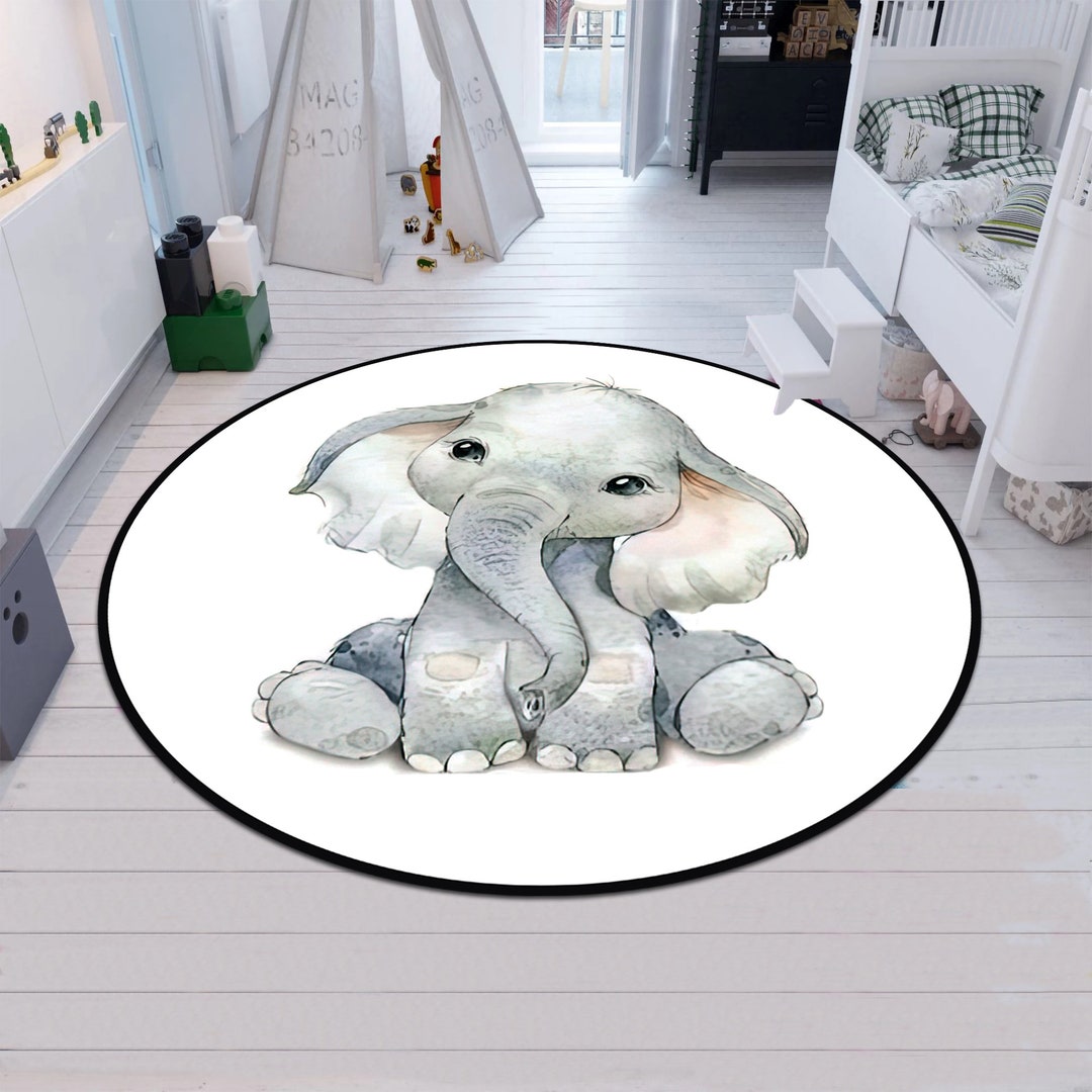 Elephant Rug,cute Animal Rug, Elephant Printed Kids Room Rug, Nursery ...