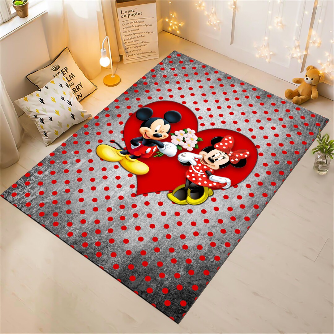 Mickey Mouse Rug, Minnie Mouse Rug, Kids Rug, Minimalist Rug, Custom ...