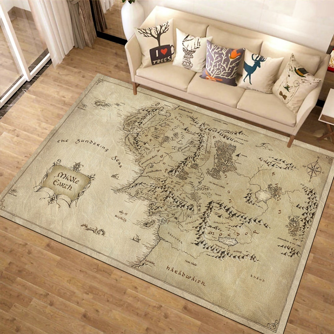 Middle Eart Map Rug,lotr Rug,map Rug,vintage Rug,minimalist Rug,popular ...