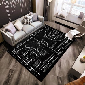 Basketball Court Rug, Basketball Rug, Sports Rug, NBA Rug, Minimalist ...
