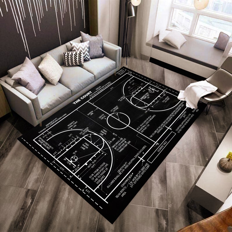 Basketball Court Rug, Basketball Rug, Sports Rug, NBA Rug, Minimalist ...